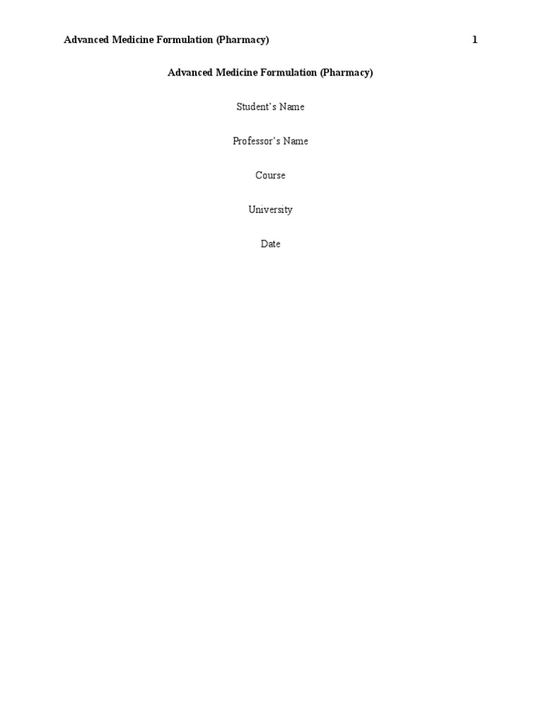 Advanced Medicine Formulation | PDF