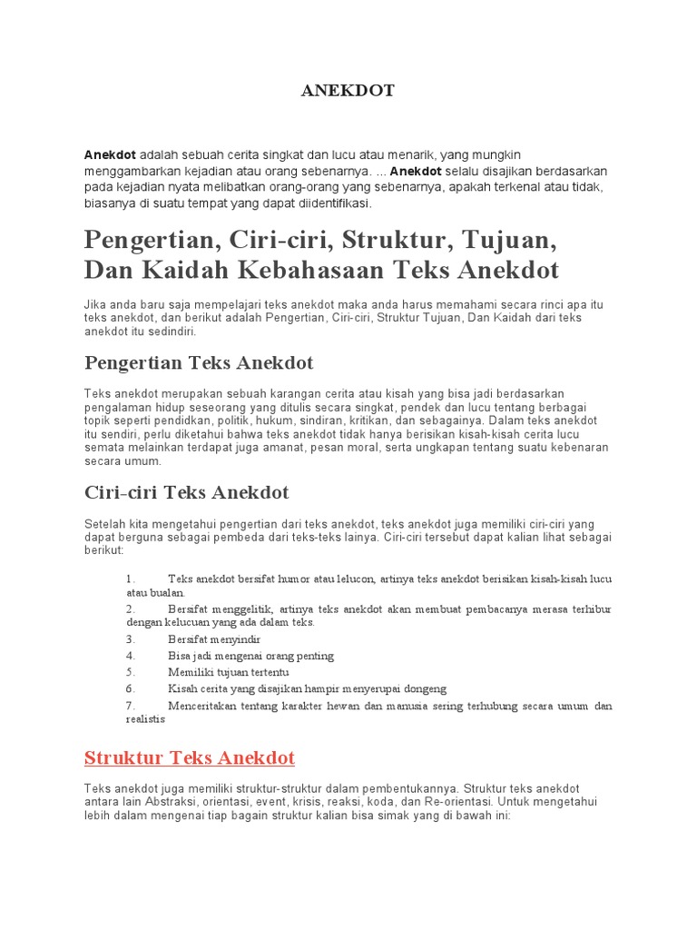 Anekdot Materi | PDF