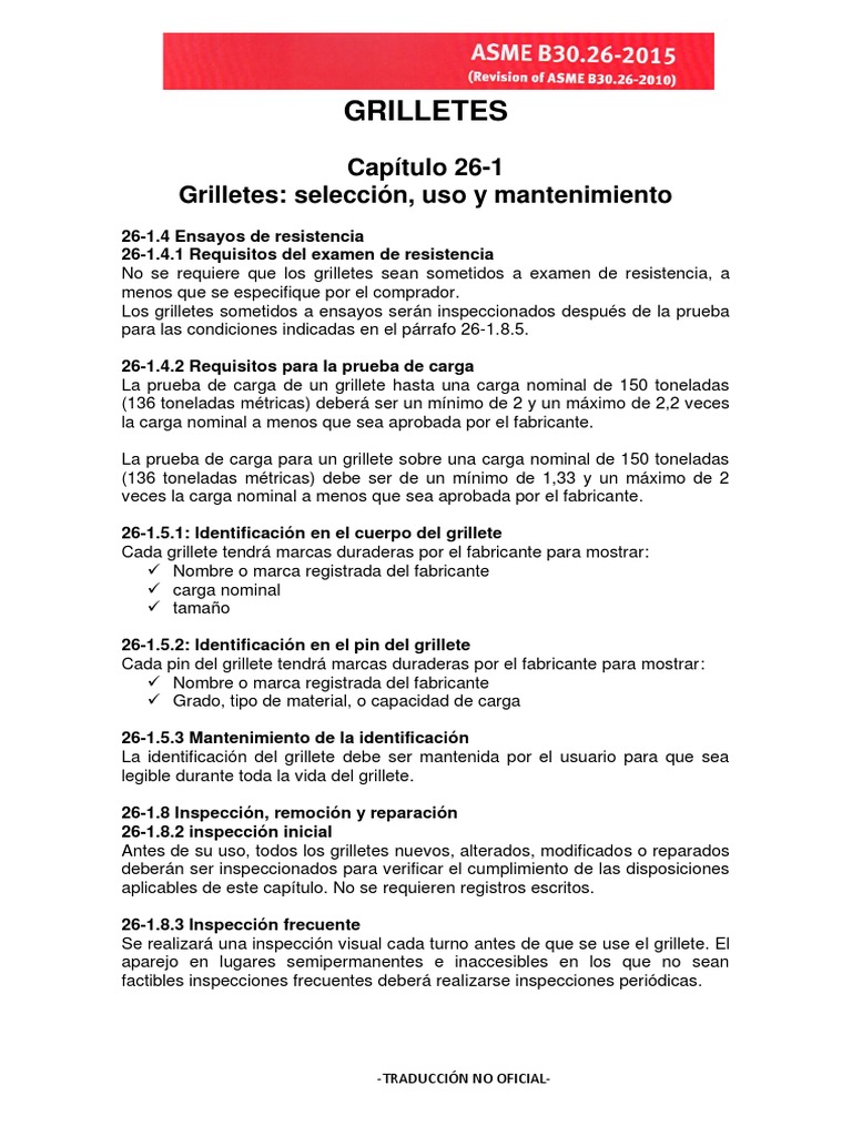 ASME B30.26-2015 - Herramientas de Izaje - INSPECCIÓN | PDF | Soldadura | Construcción