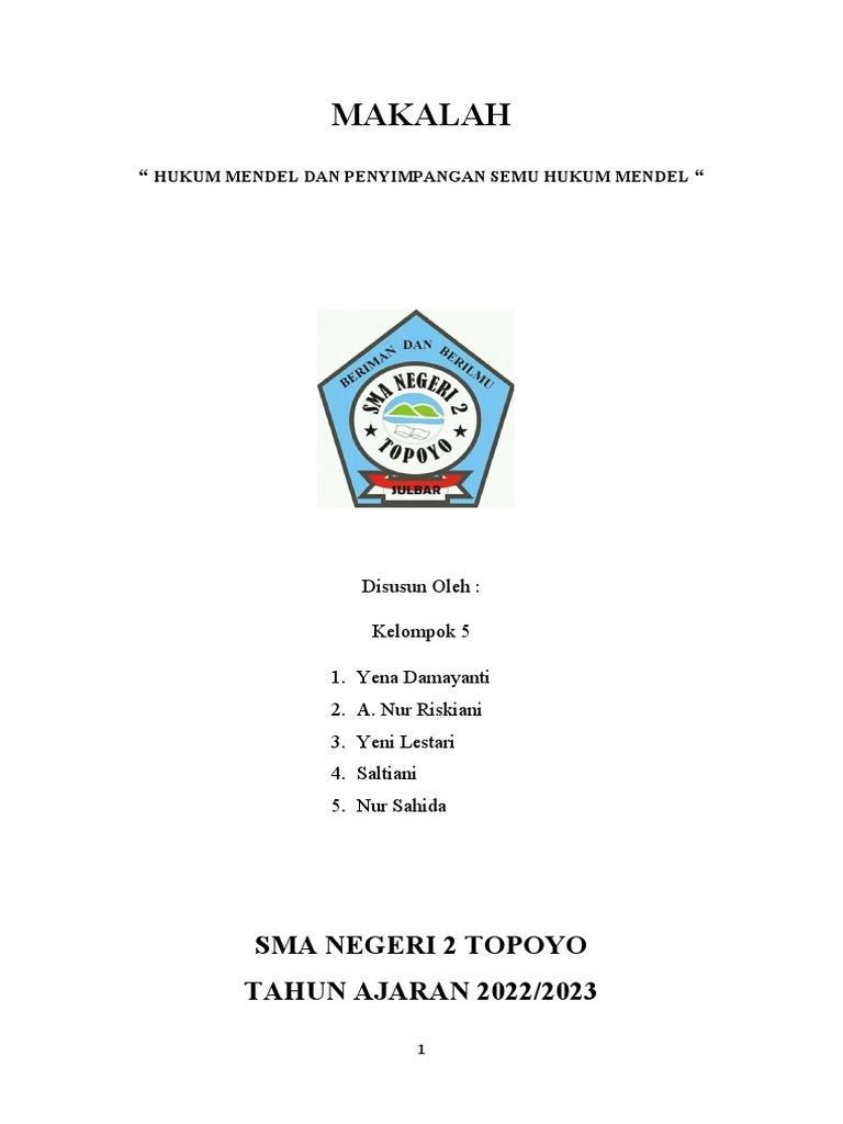 Makalah Hukum Mendel Dan Penyimpangan Semu Hk. Mendel | PDF Makalah Hukum Mendel Dan Penyimpangan Semu Hk. Mendel | PDF