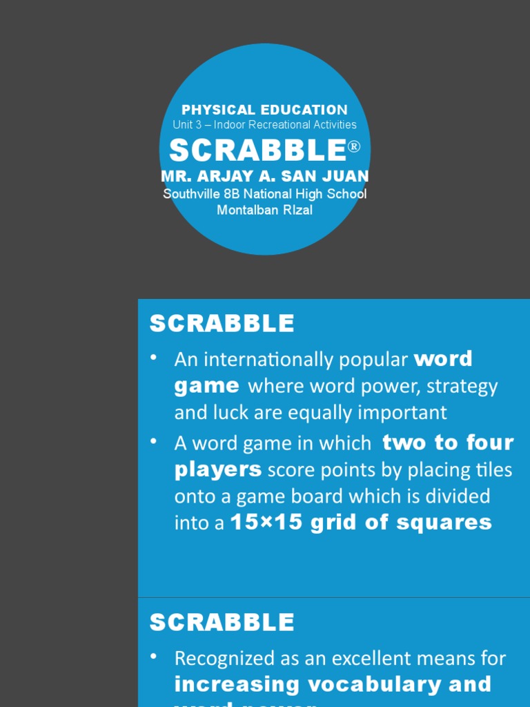 Mapeh 8 Physical Education 3rd Quarter Scrabble | PDF | Games Of Mental ...