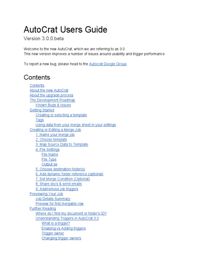 AutoCrat 3.0 Help | PDF