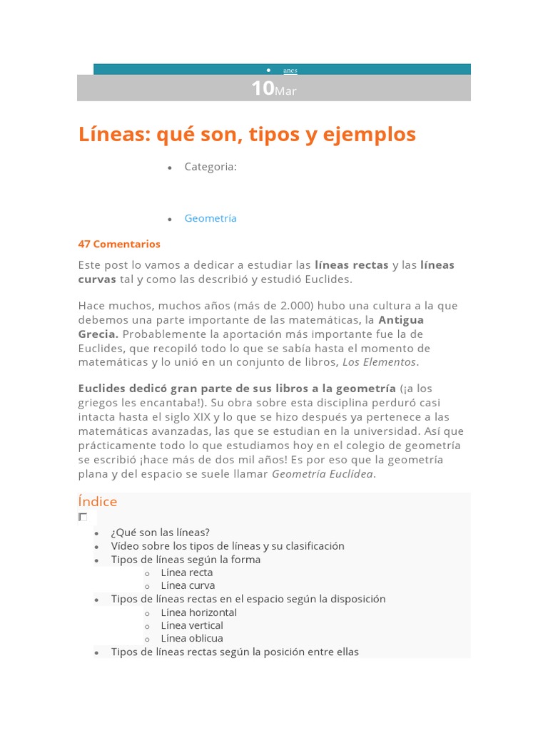 Geometría: Líneas Rectas y Curvas | PDF | Geometría | Euclides