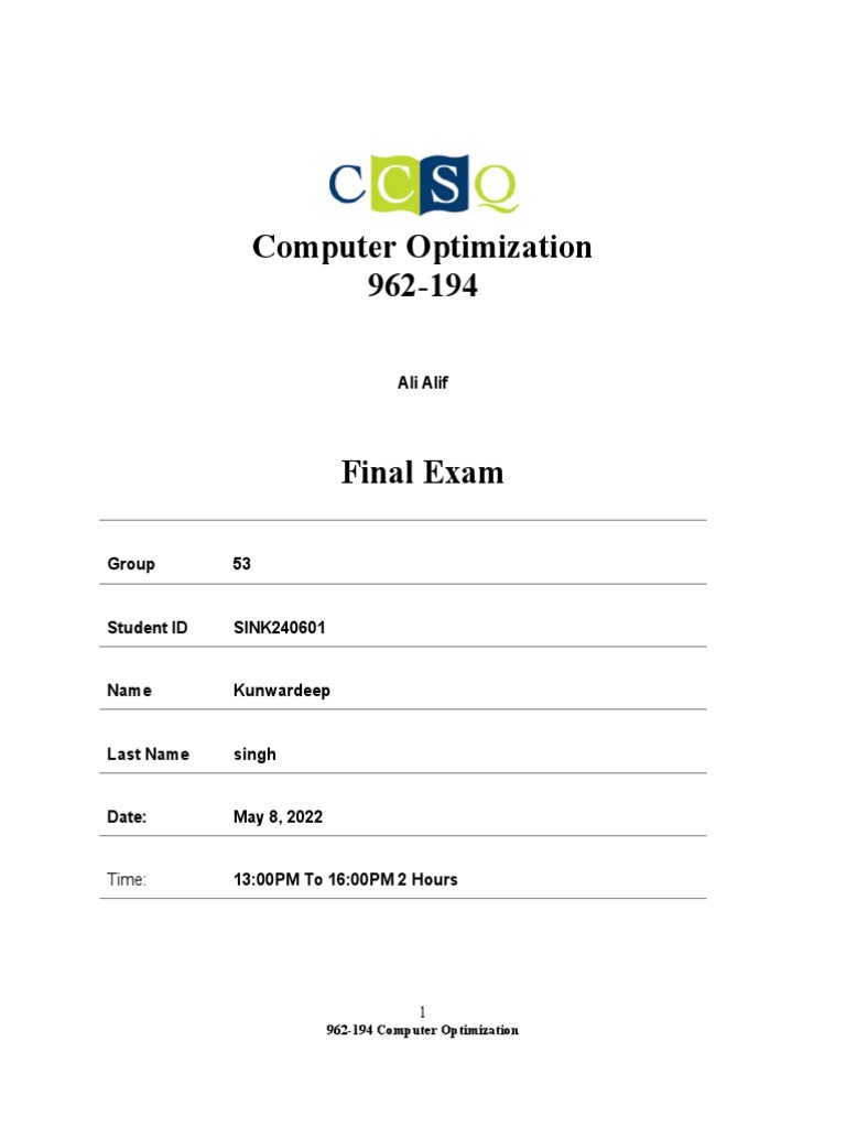 Final Exam 962194 Computer Optimization GR 53 | PDF | Windows Registry | Cloud Computing
