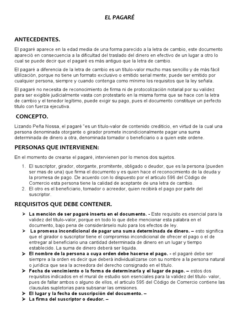 El Pagaré | PDF | Pagaré | Pagos