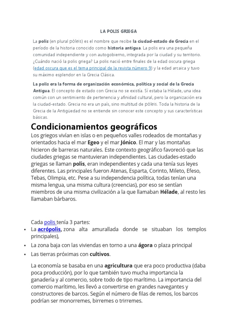 Principales características de la polis griega | PDF | Antigua Grecia ...
