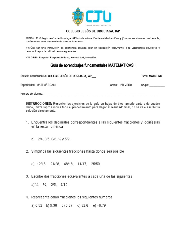GUIA - MATEMÁTICAS Fundamentales | PDF | Matemática Elemental | Matemáticas