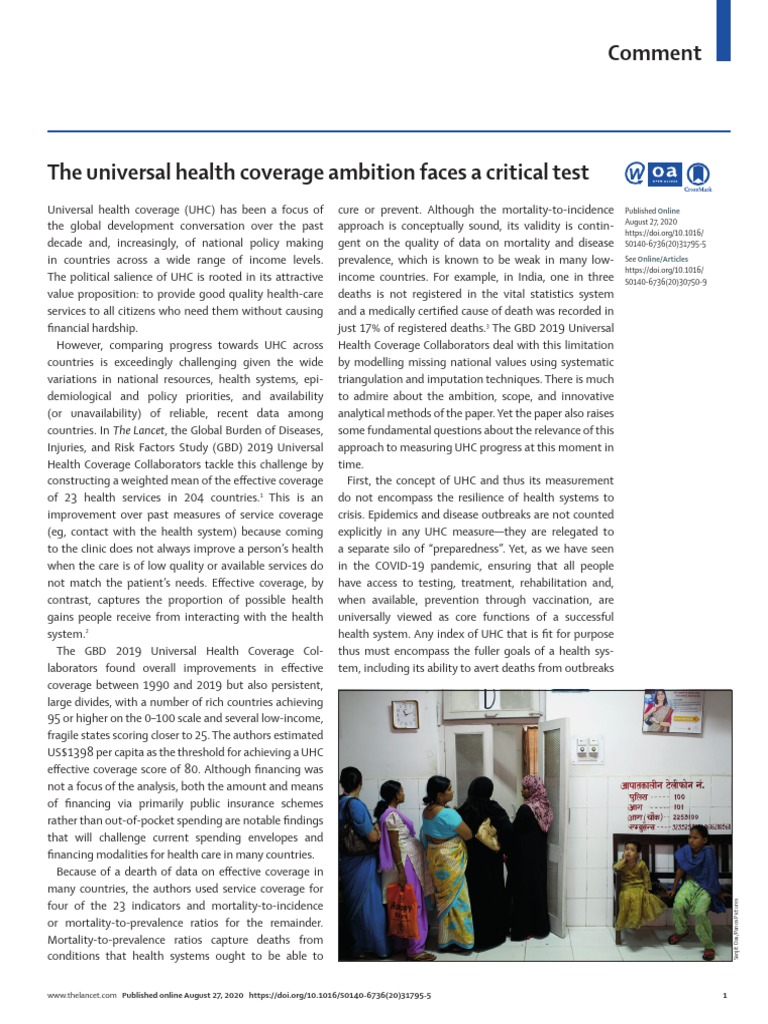The Universal Health Coverage Ambition Faces A Critical Test. | PDF ...