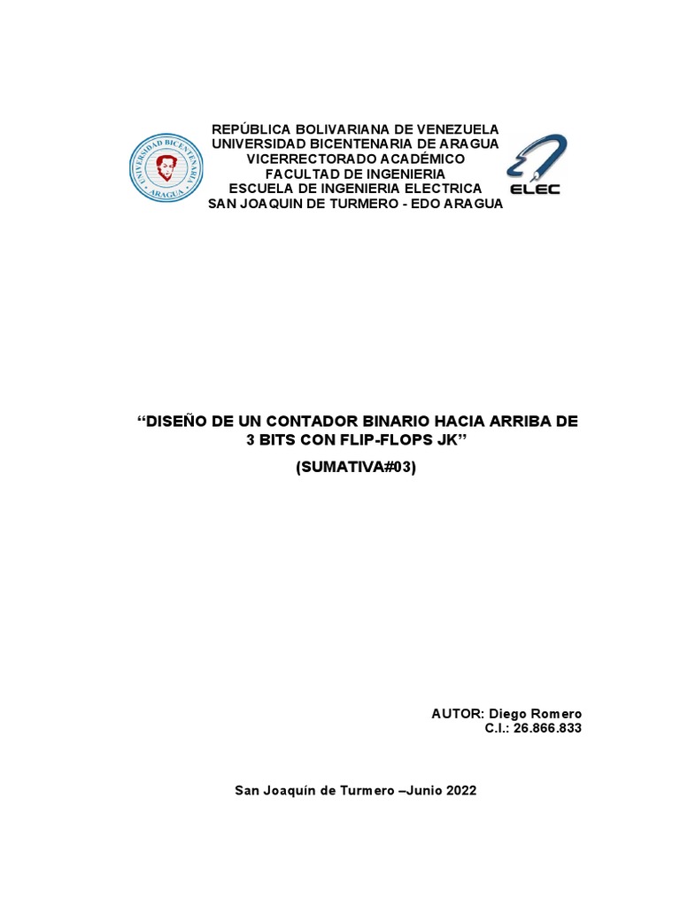 Contador Binario Ascendente de 3 Bits | PDF | Electrónica digital ...