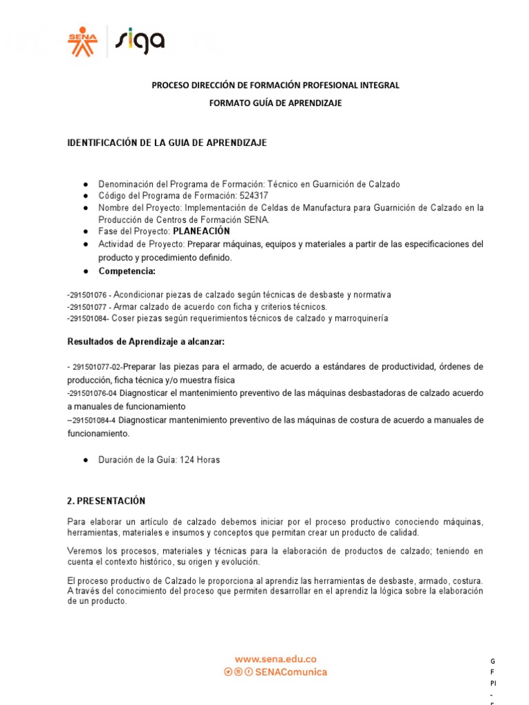 Gfpi-F-019 Guia de Aprendizaje Planeacion | PDF | Calzado | Herramientas