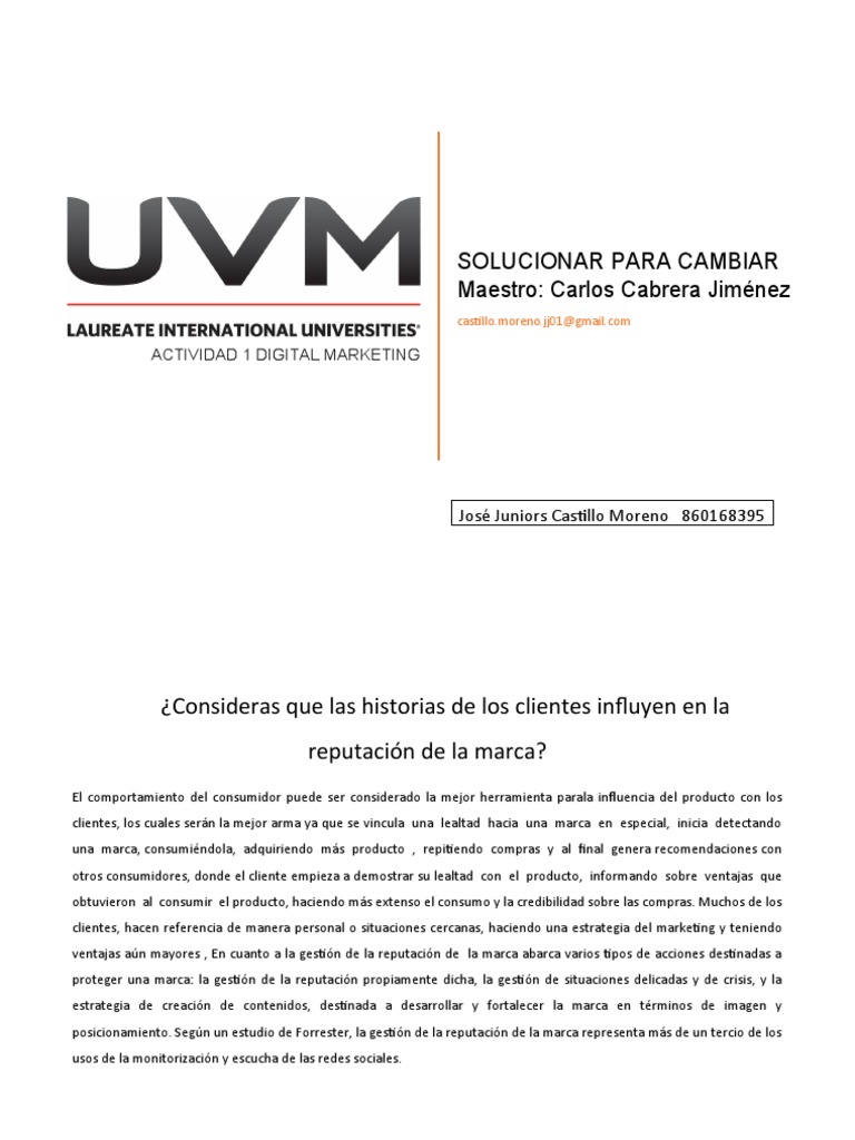 A1 Solucionar para Cambiar | PDF | Marca | Marketing