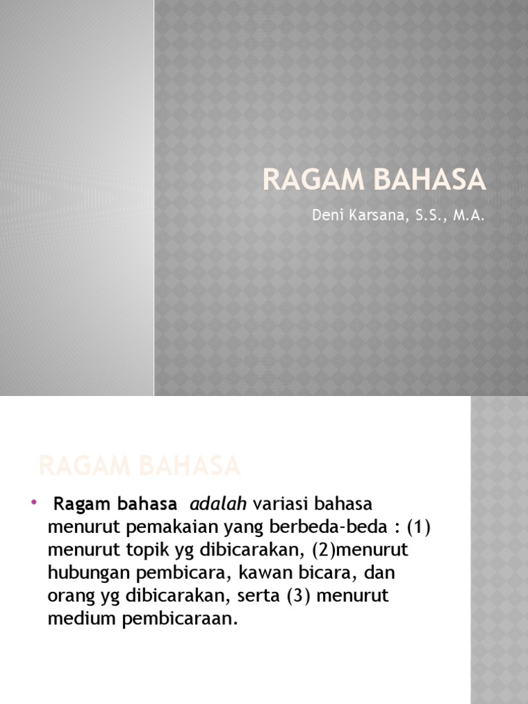 Ragam Bahasa | PDF