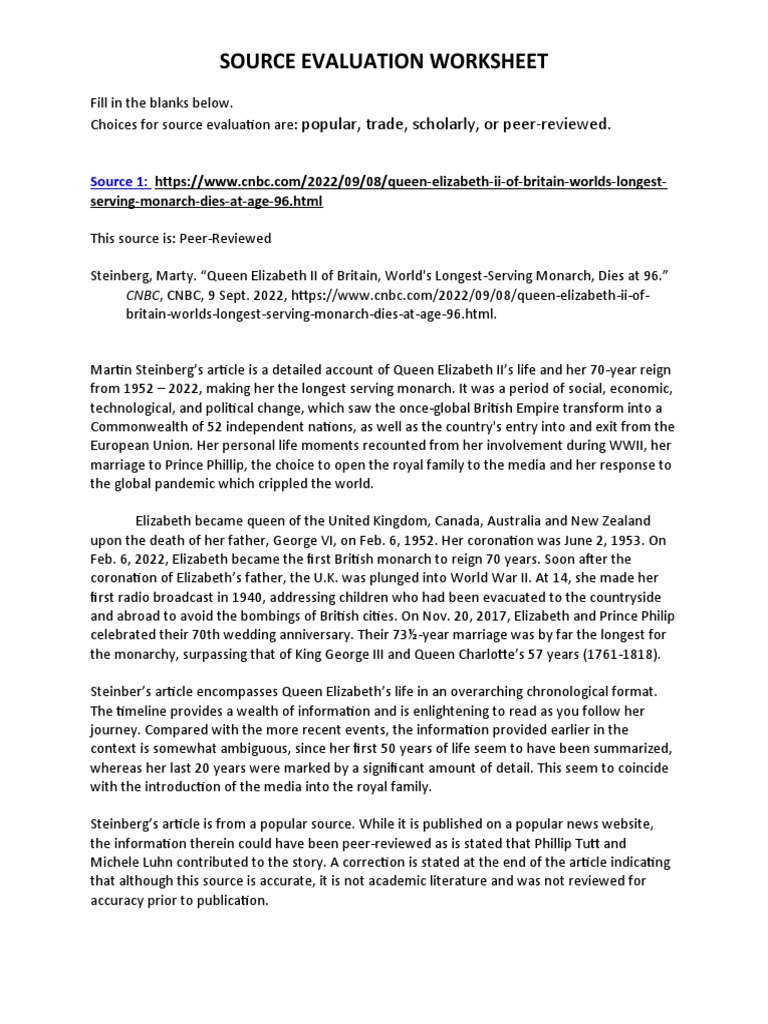 Source Evaluation Worksheet | PDF