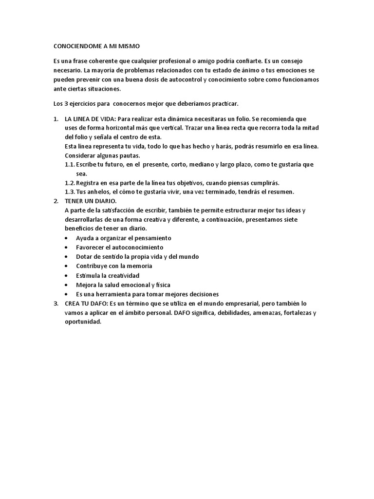 Conociendome A Mi Mismo 1 | PDF | Relaciones personales, crianza y ...