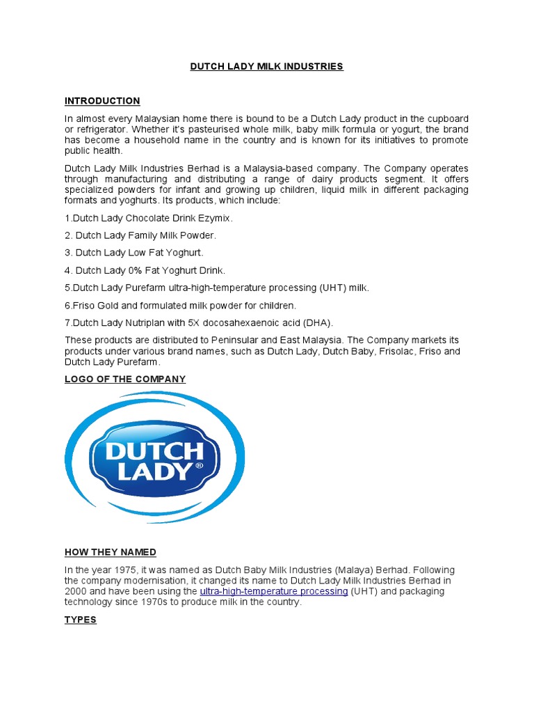 DUTCH LADY MILK INDUSTRIES Final Report | PDF