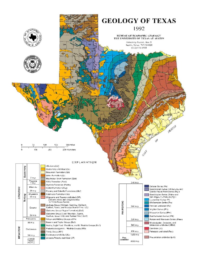Geologic Map of Texas, 1992 | PDF | Sedimentary Rock | Gulf Of Mexico