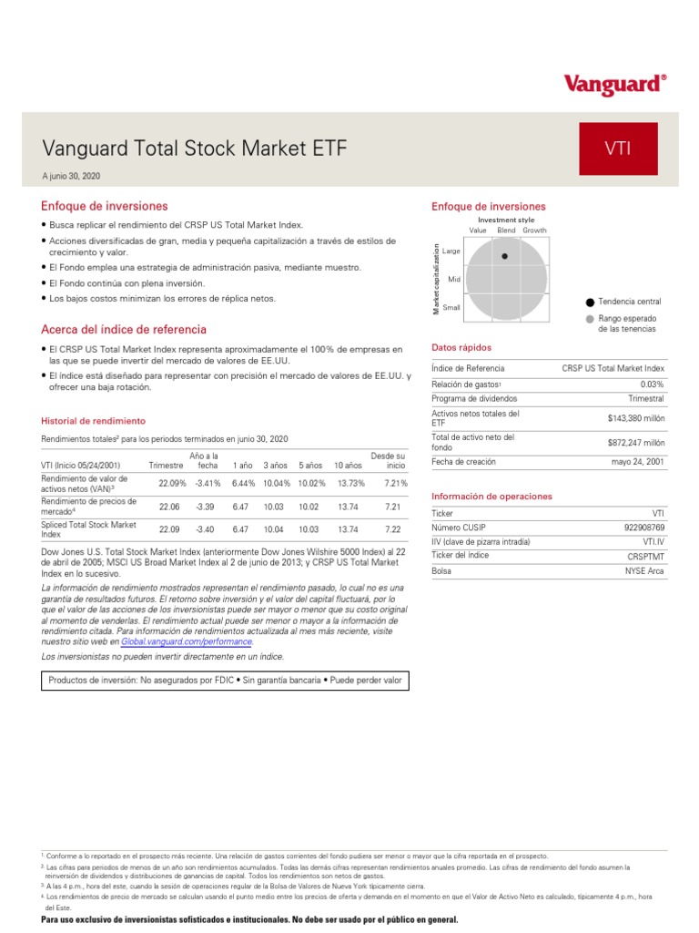 Vanguard Total Stock Market ETF | PDF | Fondo de inversion | Compartir ...