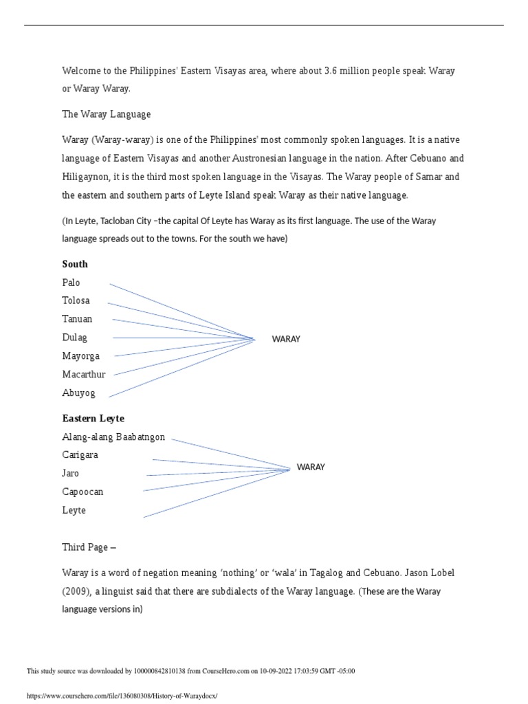 History of Waray | PDF | Linguistics | Philippines