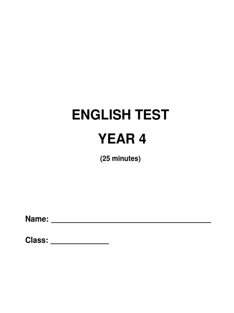 Year 4 English Test | PDF