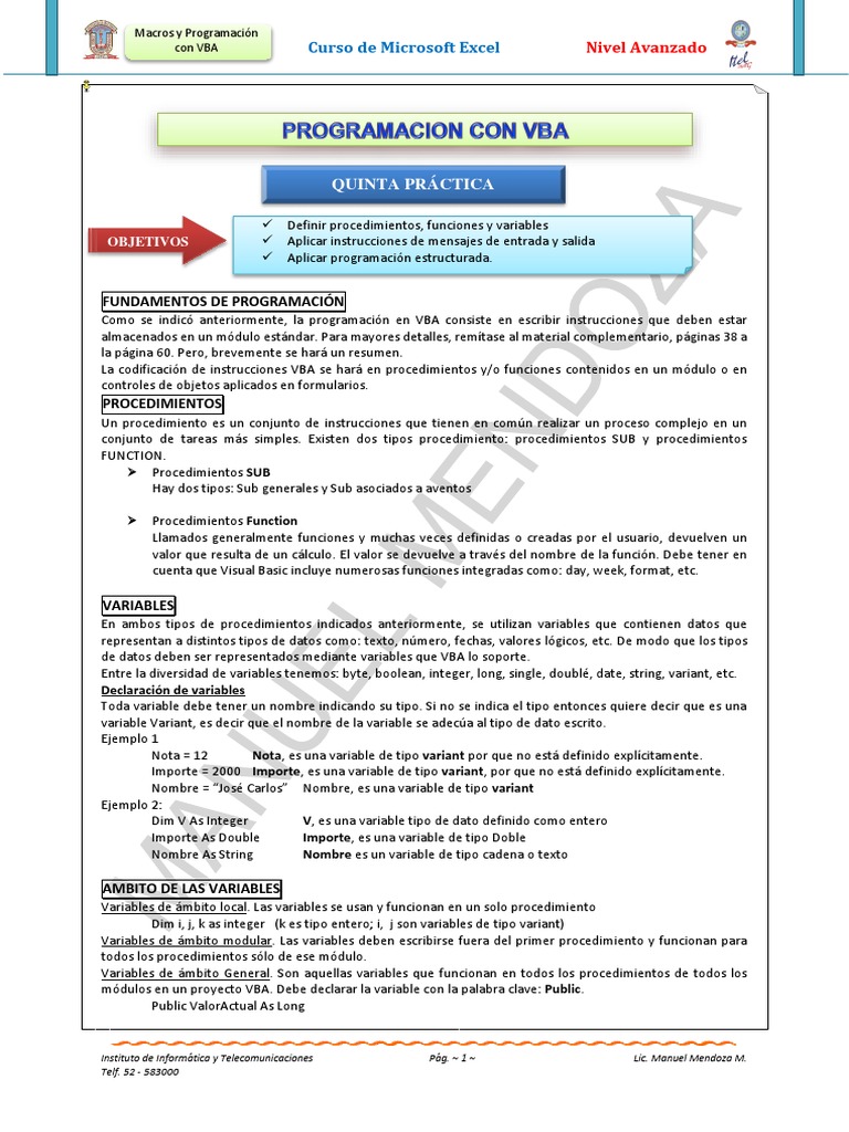 Prac 5 Excel Macros y VBA | PDF