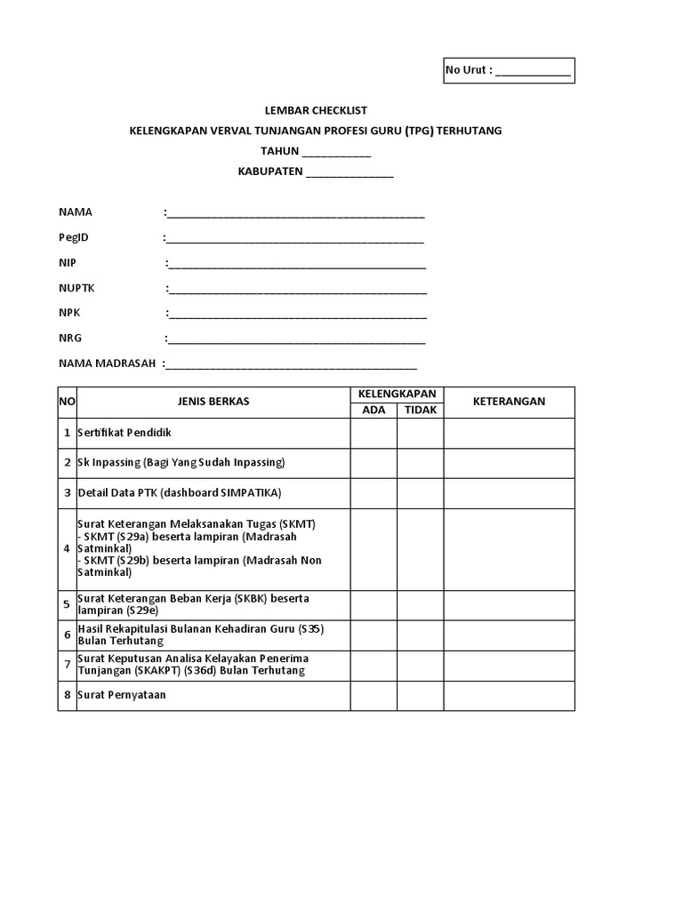 Checklist Verval TPG Guru 2023 | PDF | Komputer