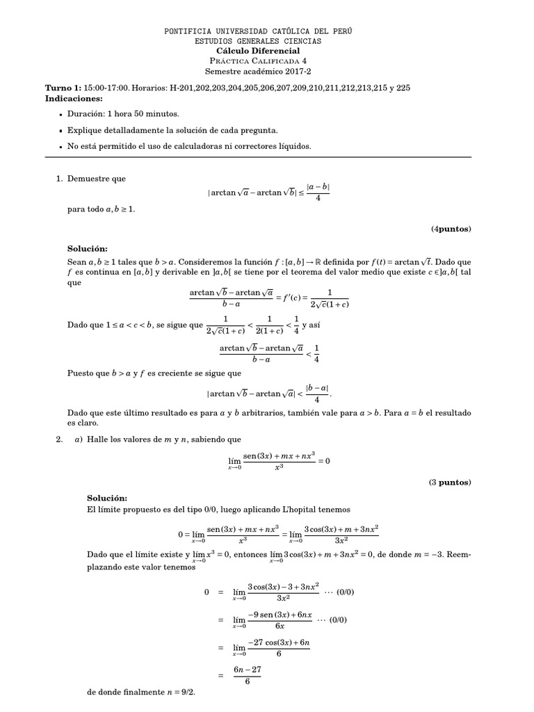 PC4 (Solución) | PDF | Asíntota | Derivado