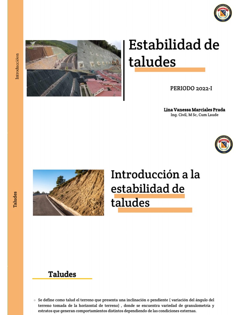 Unidad 7a - Estabilidad de Taludes Parte 1 | PDF | Física Aplicada e Interdisciplinaria ...