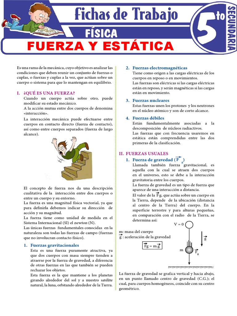 Fuerza y Estatica para Quinto Grado de Secundaria | PDF | Fuerza | Las ...