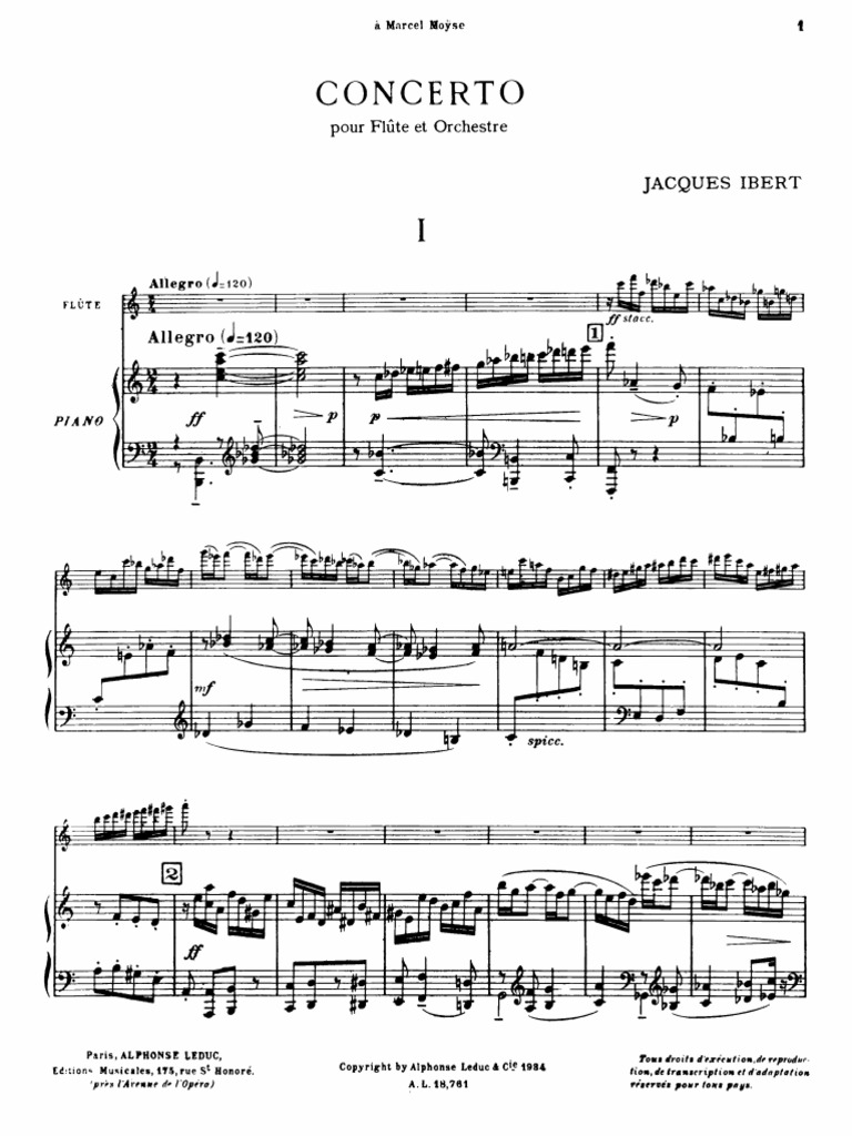 PNO Ibert Flute Concerto | PDF