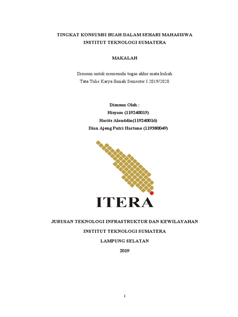 10.0 MAKALAH TTKI, Tingkat Konsumsi Buah Mahasiswa ITERA-1 | PDF