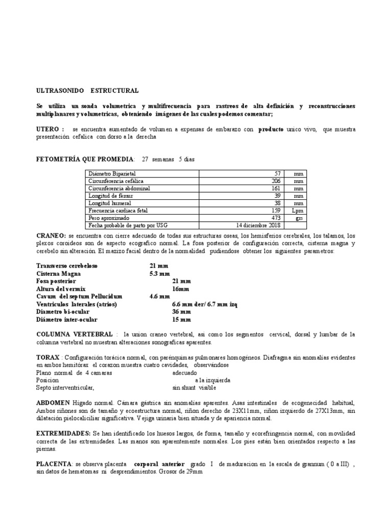 Ultrasonido Estructural | PDF | Placenta | El embarazo
