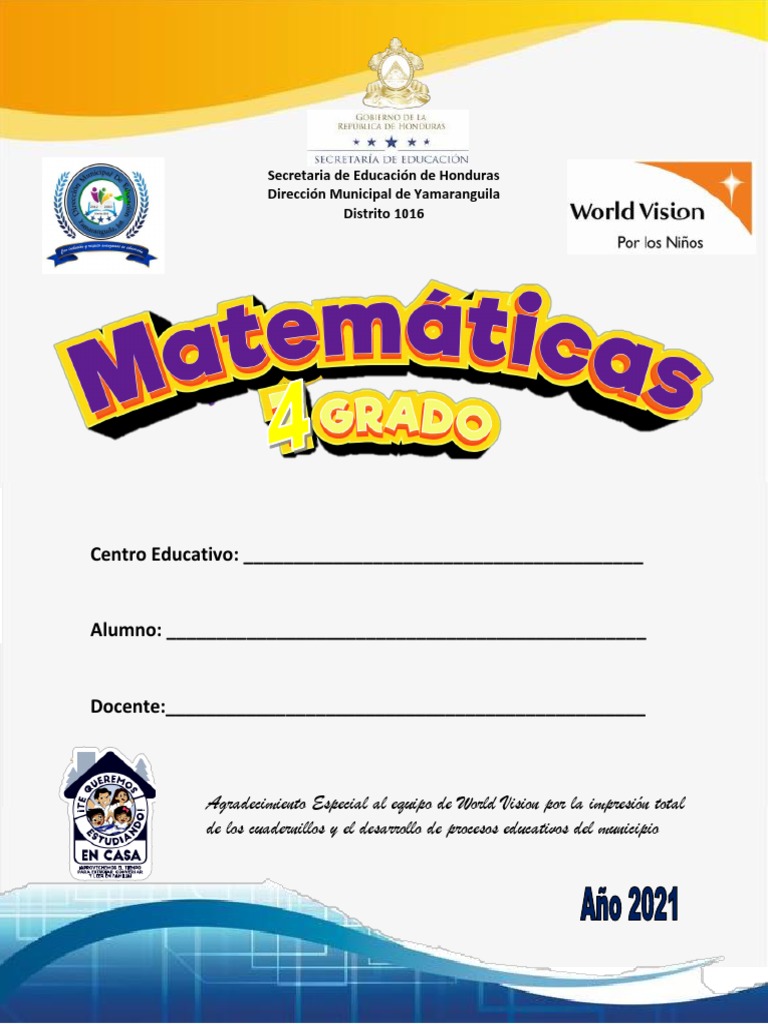 CT1 MATEMATICAS 4to Grado SE 2021 | PDF | División (Matemáticas ...