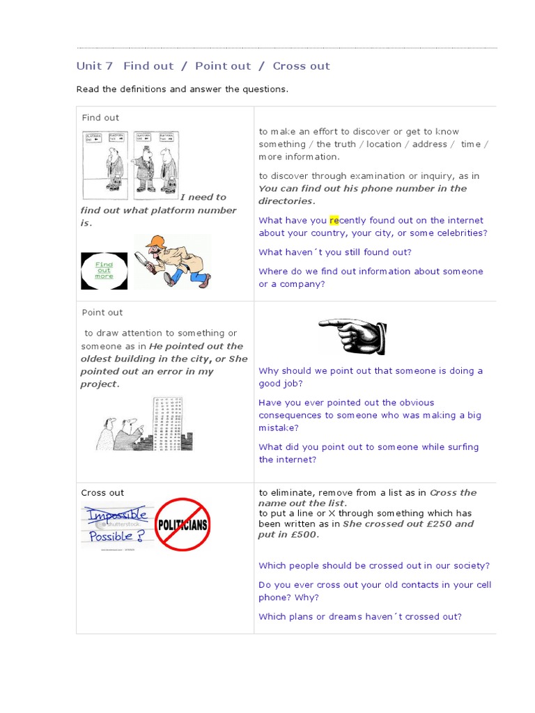 Pre-Intermediate Phrasal Verbs Units 7 - 12 | PDF