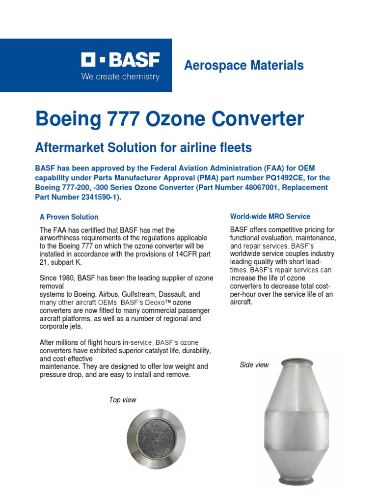 BF 9453 BASF Boeing 777 Ozone Converter - July2019 | PDF | Aviation ...