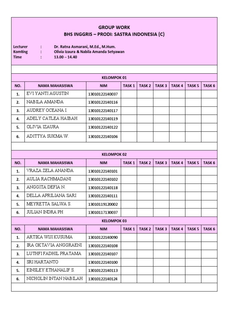 Group Work Assignments | PDF