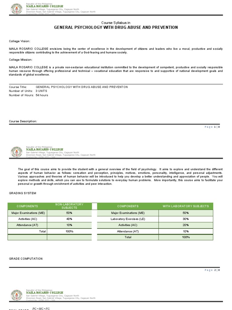 SYLLABUS Genpsych | Download Free PDF | Perception | Psychology