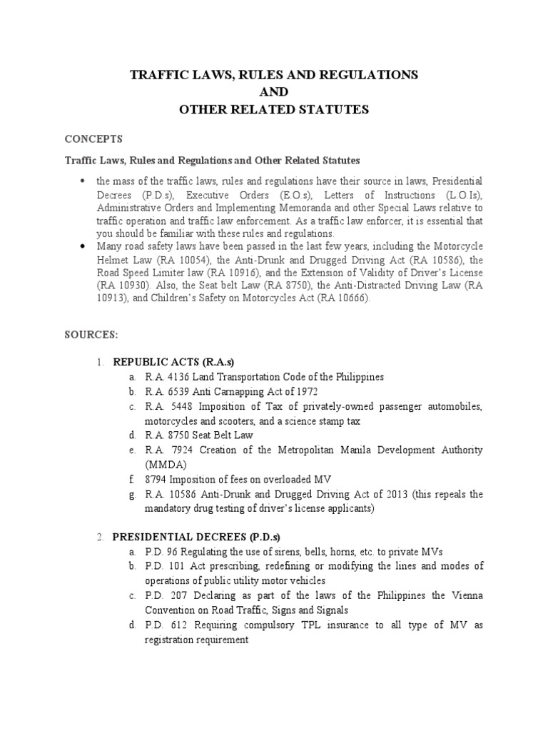Lesson 5 Traffic Laws, Rules, Regulation and Statutes | PDF | Truck ...