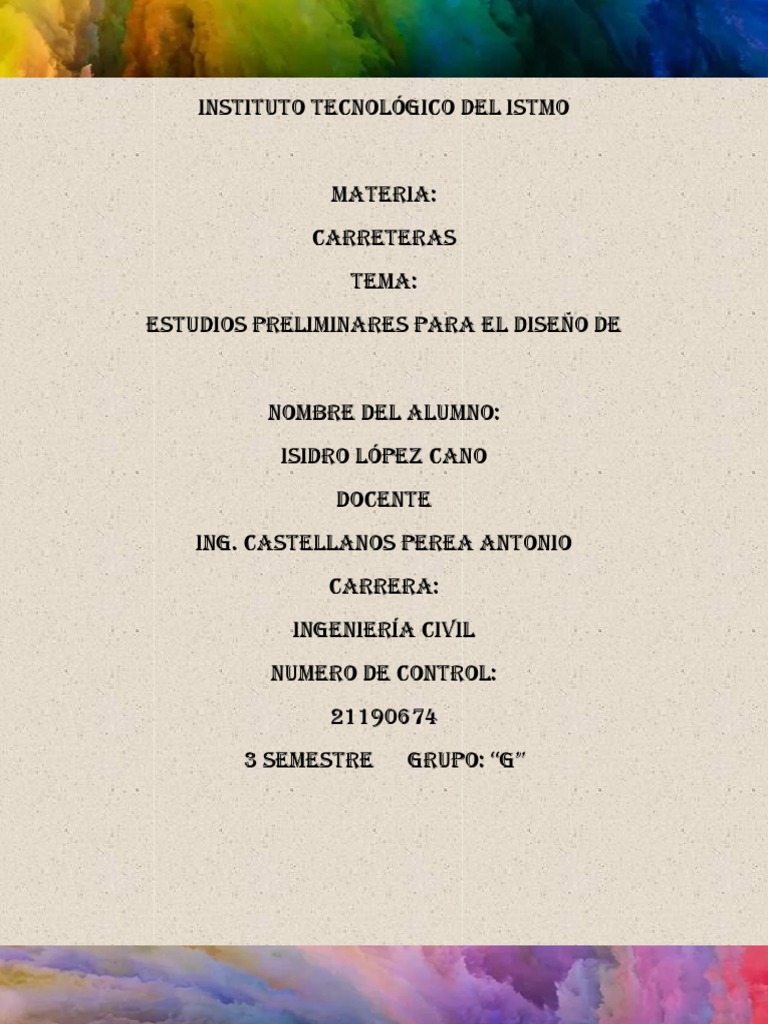 Estudios preliminares para el diseño y análisis socioeconómico de una carretera en México | PDF ...