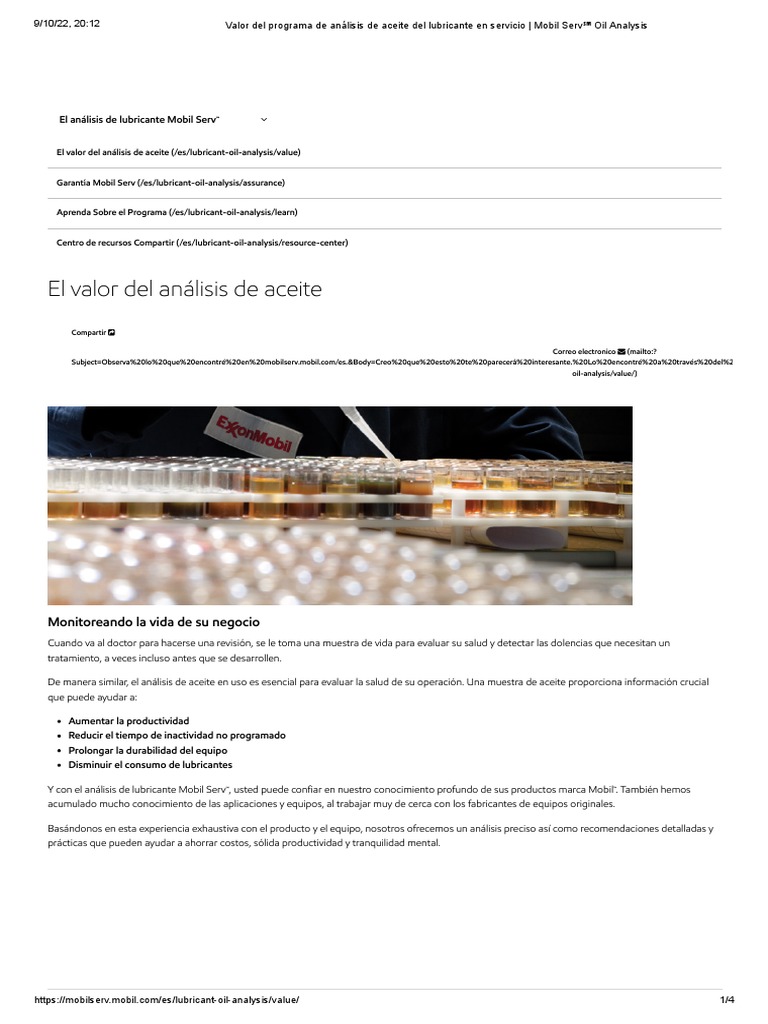 Valor Del Programa de Análisis de Aceite Del Lubricante en Servicio ...