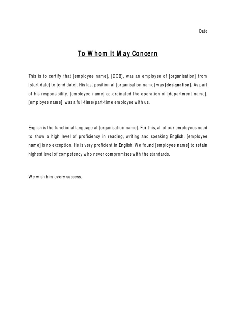 Employment Letter Template | PDF | Career & Growth