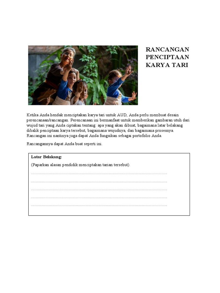 Sesi 8. Rancangan Penciptaan Karya Tari AUD | PDF