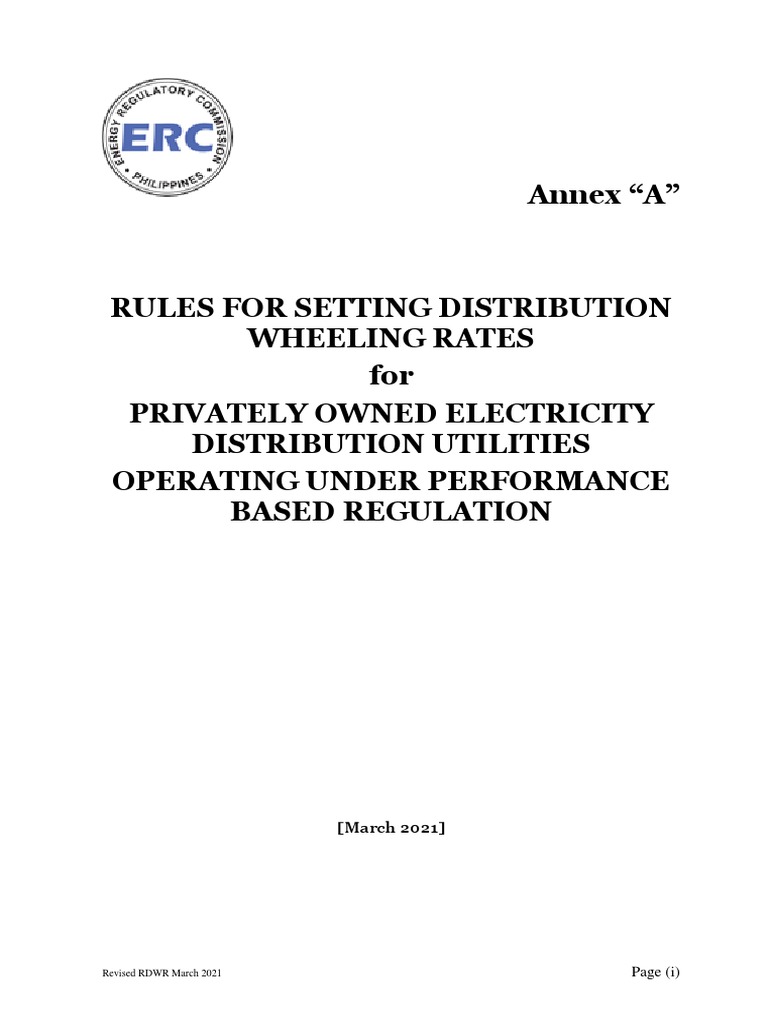 Annex A Revised RDWR March2021 | PDF | Taxes | Electric Power Transmission