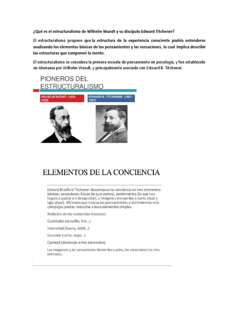 Qué Es El Estructuralismo de Wilhelm Wundt y Su Discípulo Edward ...