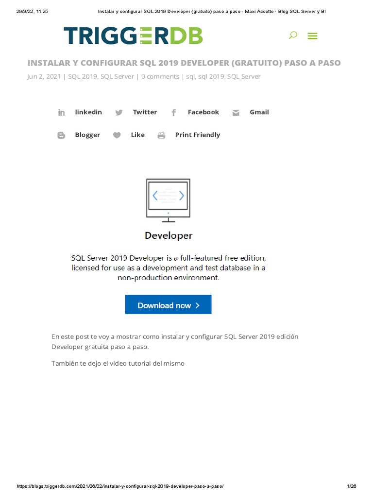 Instalar SQL Server 2019 Developer Gratis | PDF | Servidor SQL de ...