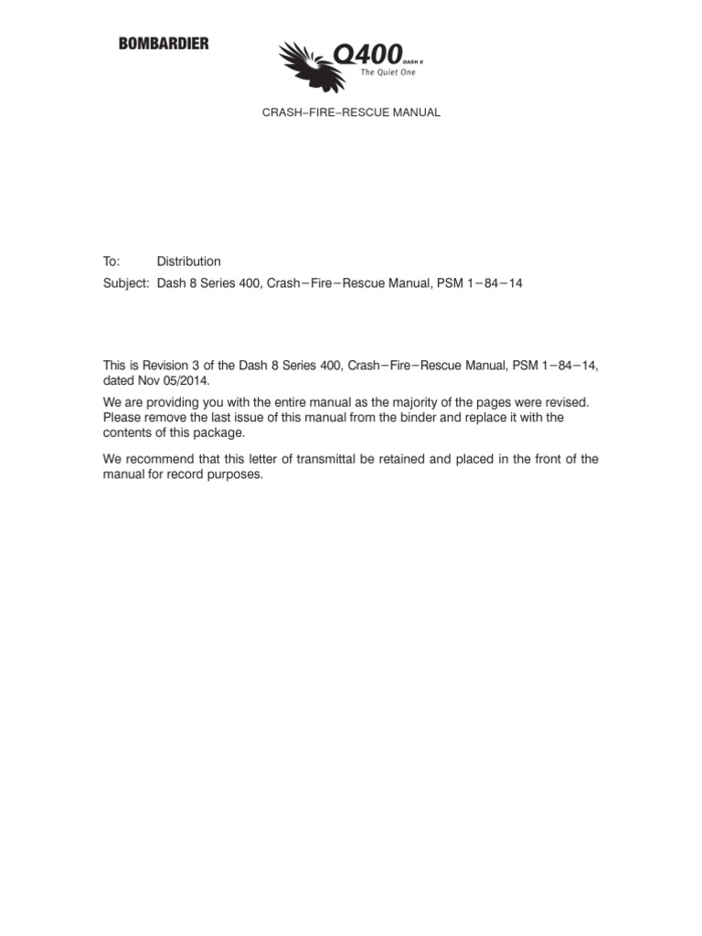 Q400 Crash Fire Rescue Manual | PDF | Landing Gear | Aeronautics