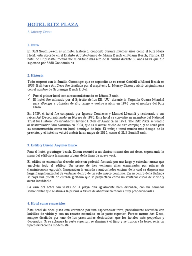 Hotel Ritz Plaza | PDF | Hotel | Arte deco