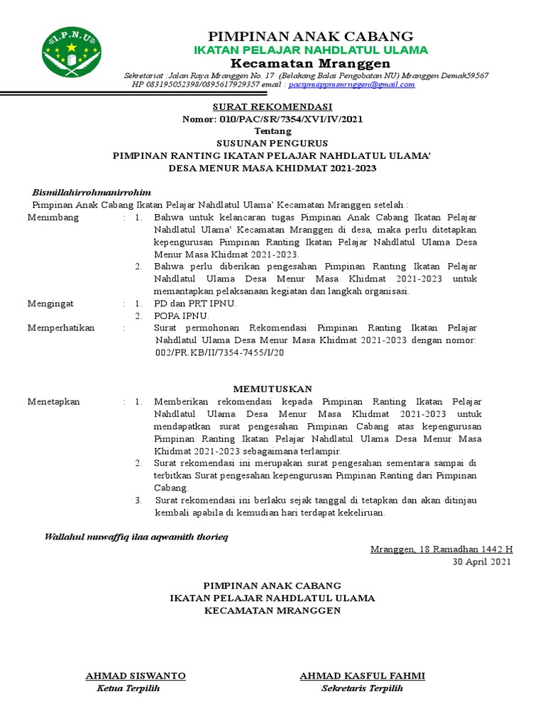 SR Ipnu Menur 2021-2023 | PDF