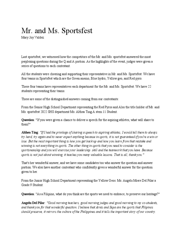 Mr. and Ms. Sportsfest | PDF