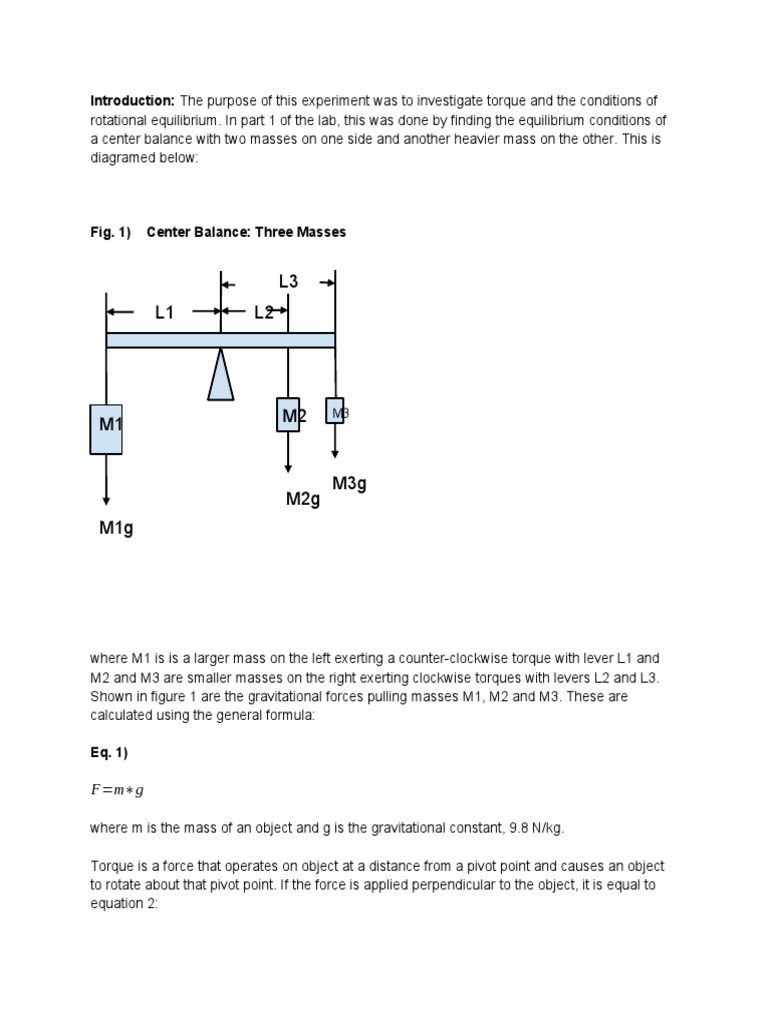 Torque and Rotational Equilibrium Experiment | PDF | Torque | Force