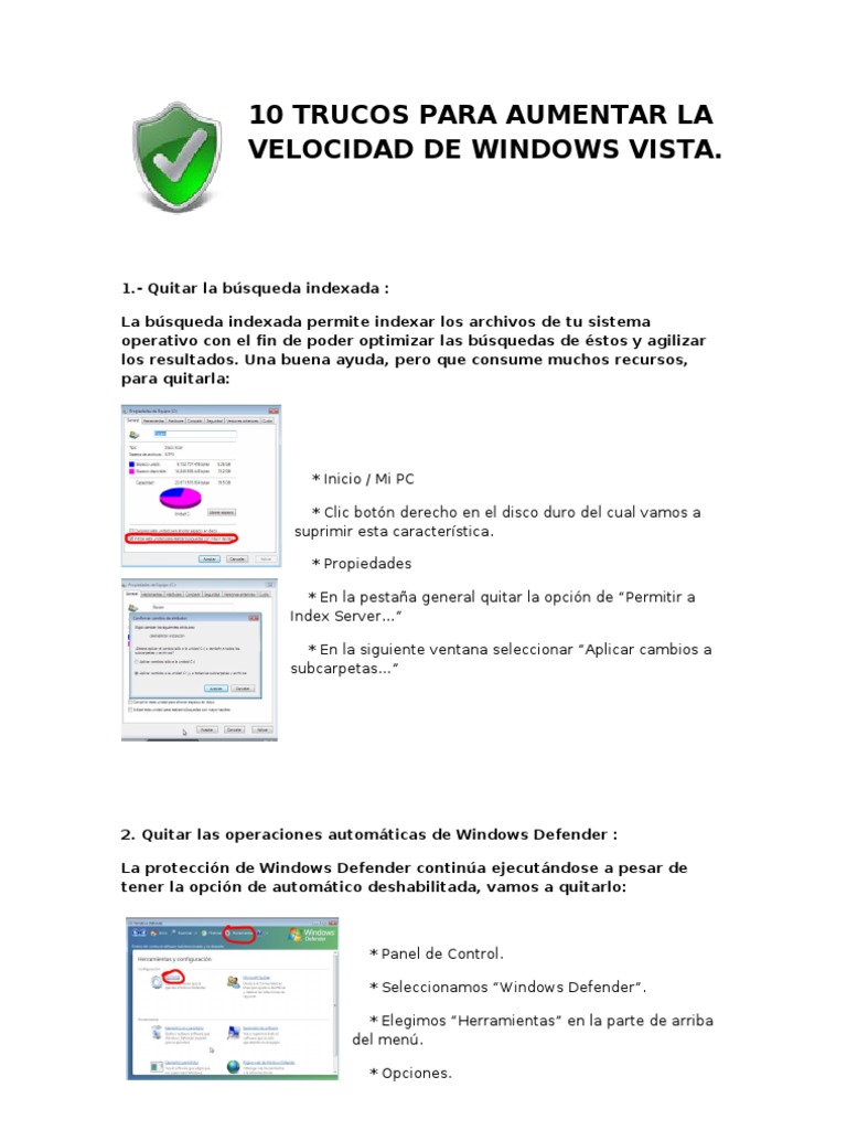 10 Trucos para Aumentar La Velocidad de Windows Vista | PDF